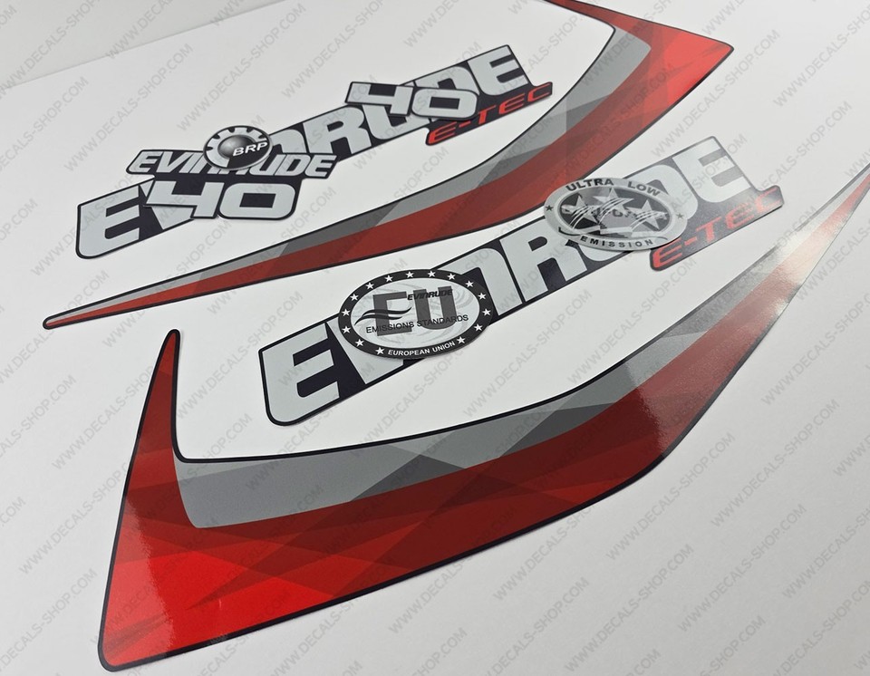 Evinrude 40 hp ETEC 2015-2016 outboard engine decals sticker set Blue ...