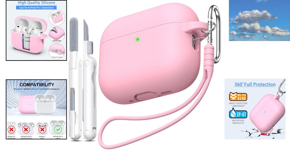 AirPods Pro 3 Protective Case with Cleaning Kit & Lanyard - Elegant ...