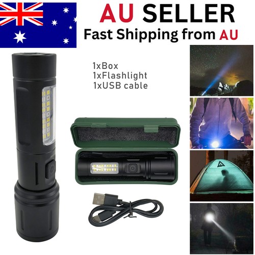 Super Bright 9900000LM LED Flashlight Zoom USB Rechargeable Small COB ...