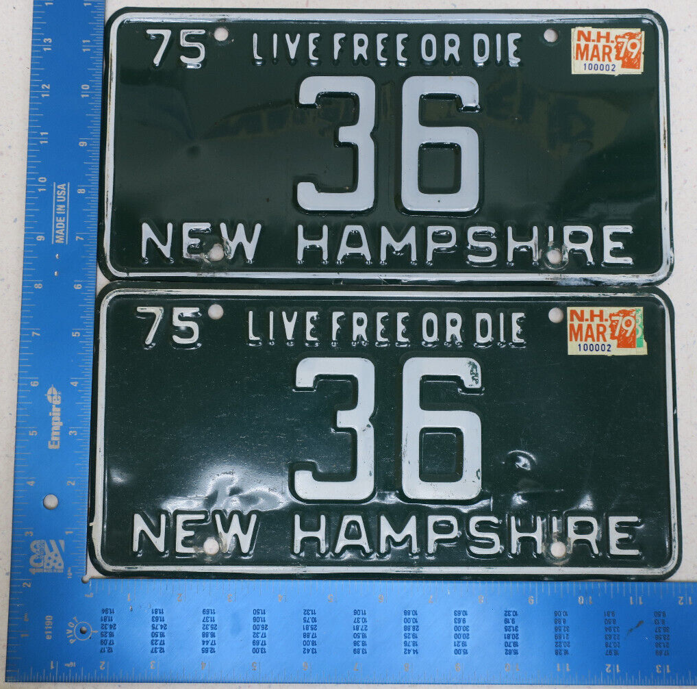 1975 75 1979 79 NEW HAMPSHIRE NH LICENSE PLATE #36 LOW NUMBER TWO 2 ...