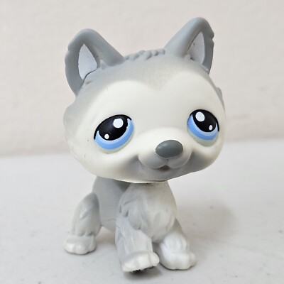 Littlest Pet Shop LPS #69 Husky Grey White Dog Authentic Hasbro Blue ...