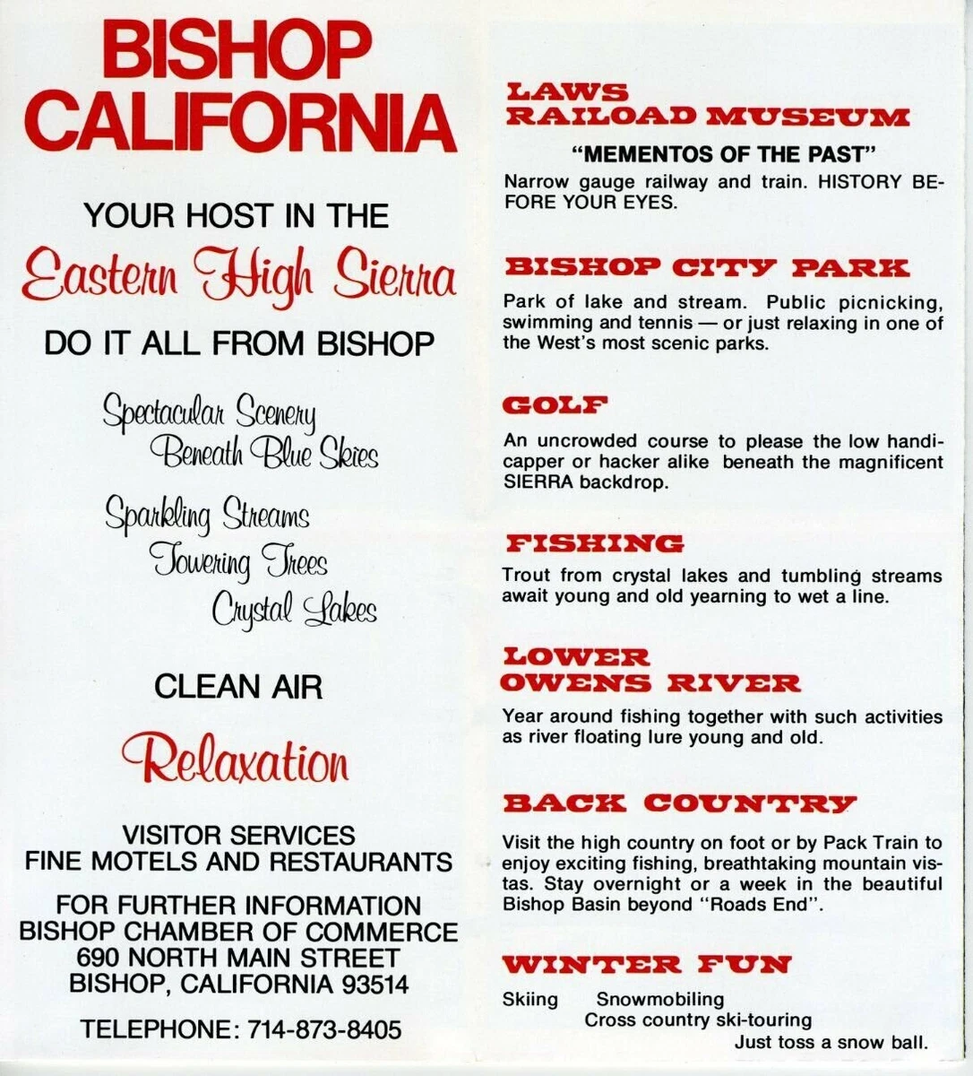 Bishop California Map