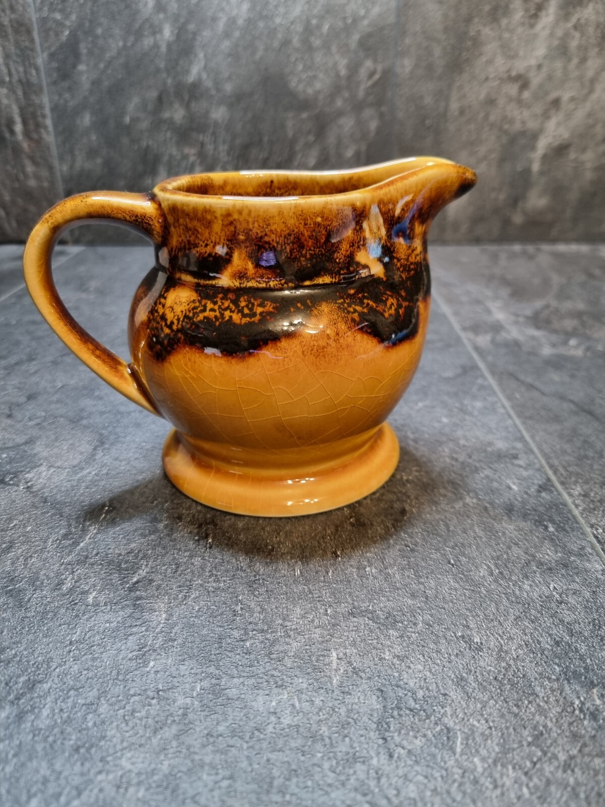 SETON Pottery Scorrier Cornwall Honey Brown to Brown Lava Pattern Cream ...