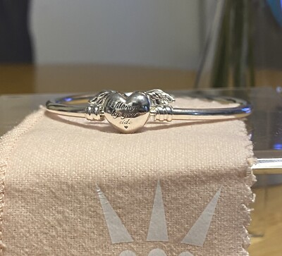 Genuine Pandora Mothers Day 2021 Winged Heart Bangle 19cm 599379C00-19 ...