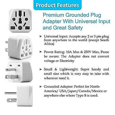 Us Travel Plug Adapter Eu/Uk/Au/In/Cn/Jp/Asia/Italy/Brazil To Usa Type ...