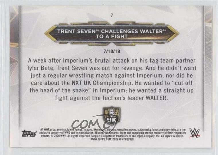 2020 Topps WWE NXT Bronze Trent Seven Challenges WALTER to a Fight #7 ...