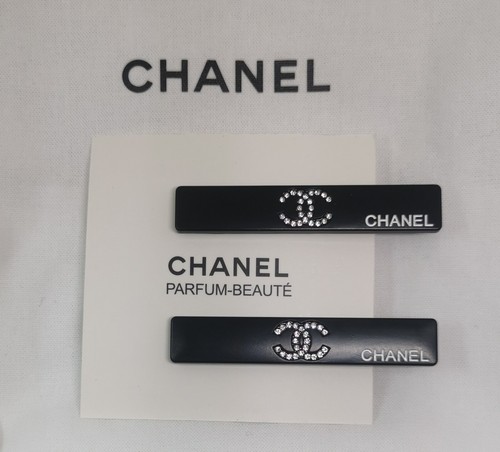Chanel Black Metal Rhinestone Hair Pins/Hair Clips 2Pcs Set Beaute GWP ...