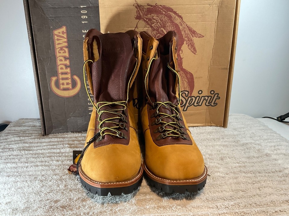 NOS MENS 25467 CHIPPEWA 9” YELLOW NUBUCK MINUS 40 SOFT TOE WORK BOOTS ...