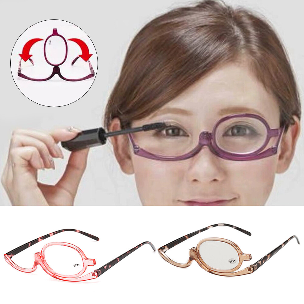 Fashion Magnifying Make Up Makeup Glasses Flip Down Lenses Full Frame ...
