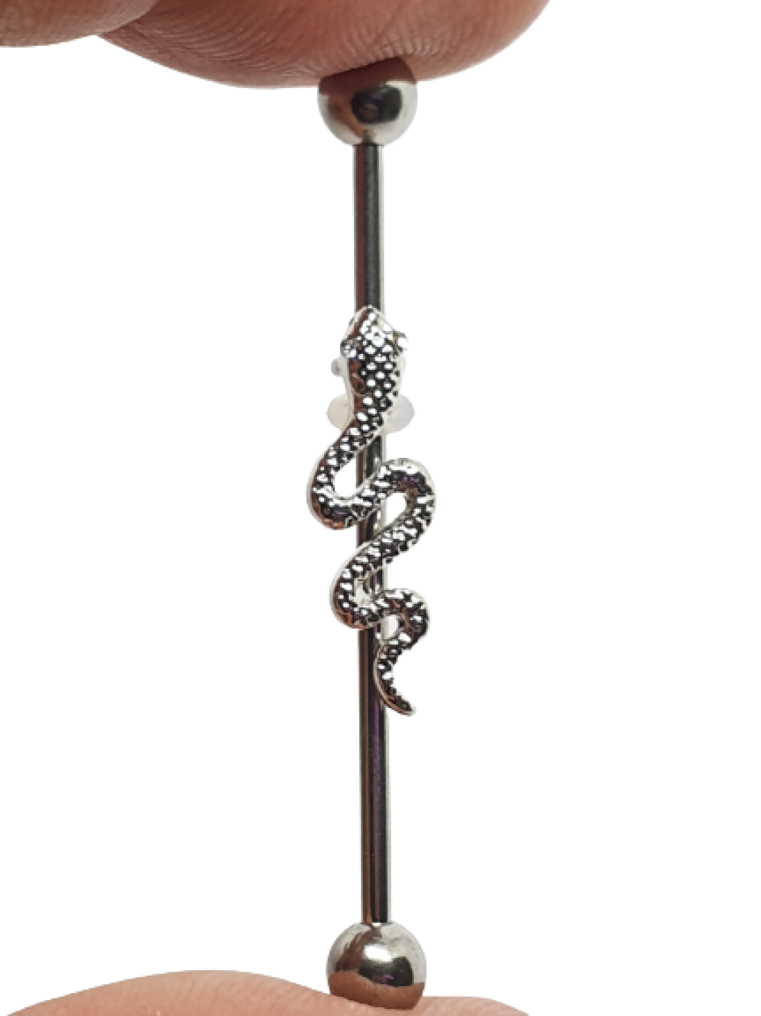 Snake Bar Piercing Scaffold CZ Eyes 14g (1.6mm) Steel Industrial ...
