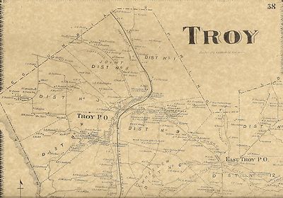 Troy Litchfield East Troy North Rome PA 1869 Map with Homeowners Names ...