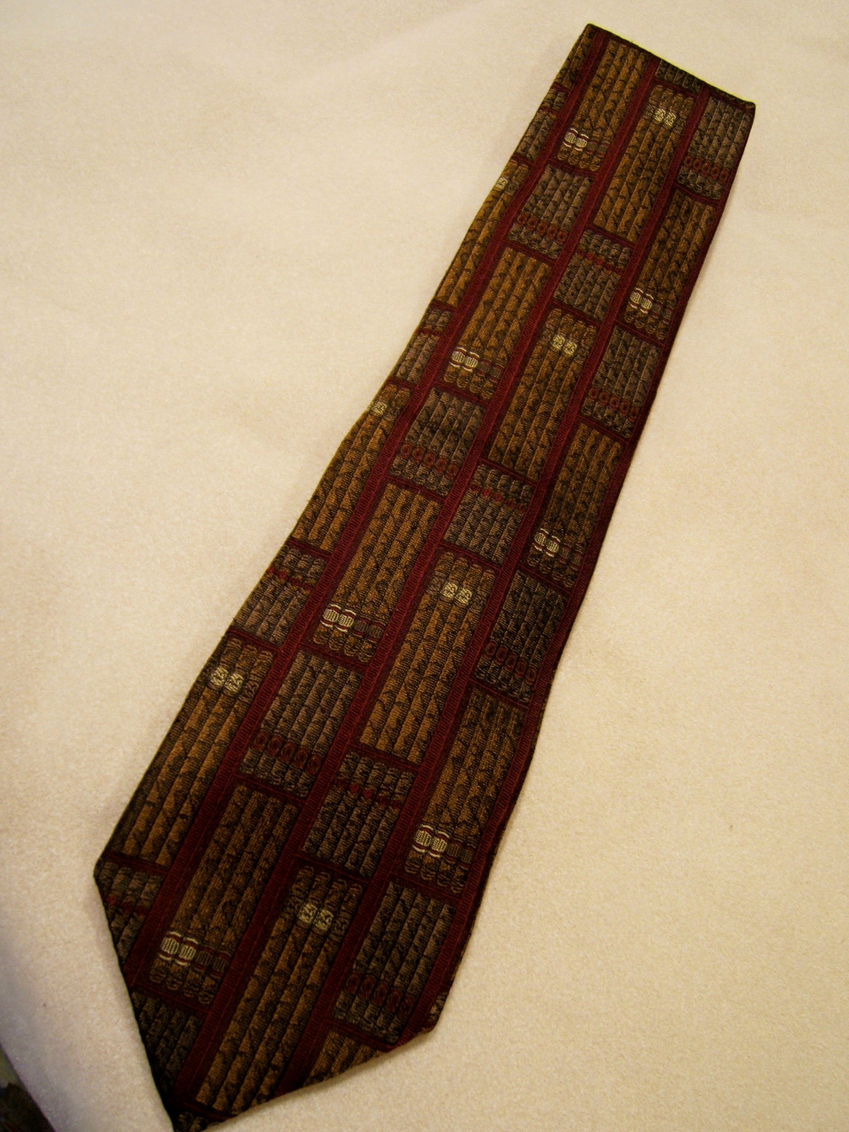 Robert Talbott Nordstrom 100% Silk Tie Cigars Maroon Brown Kahki | eBay