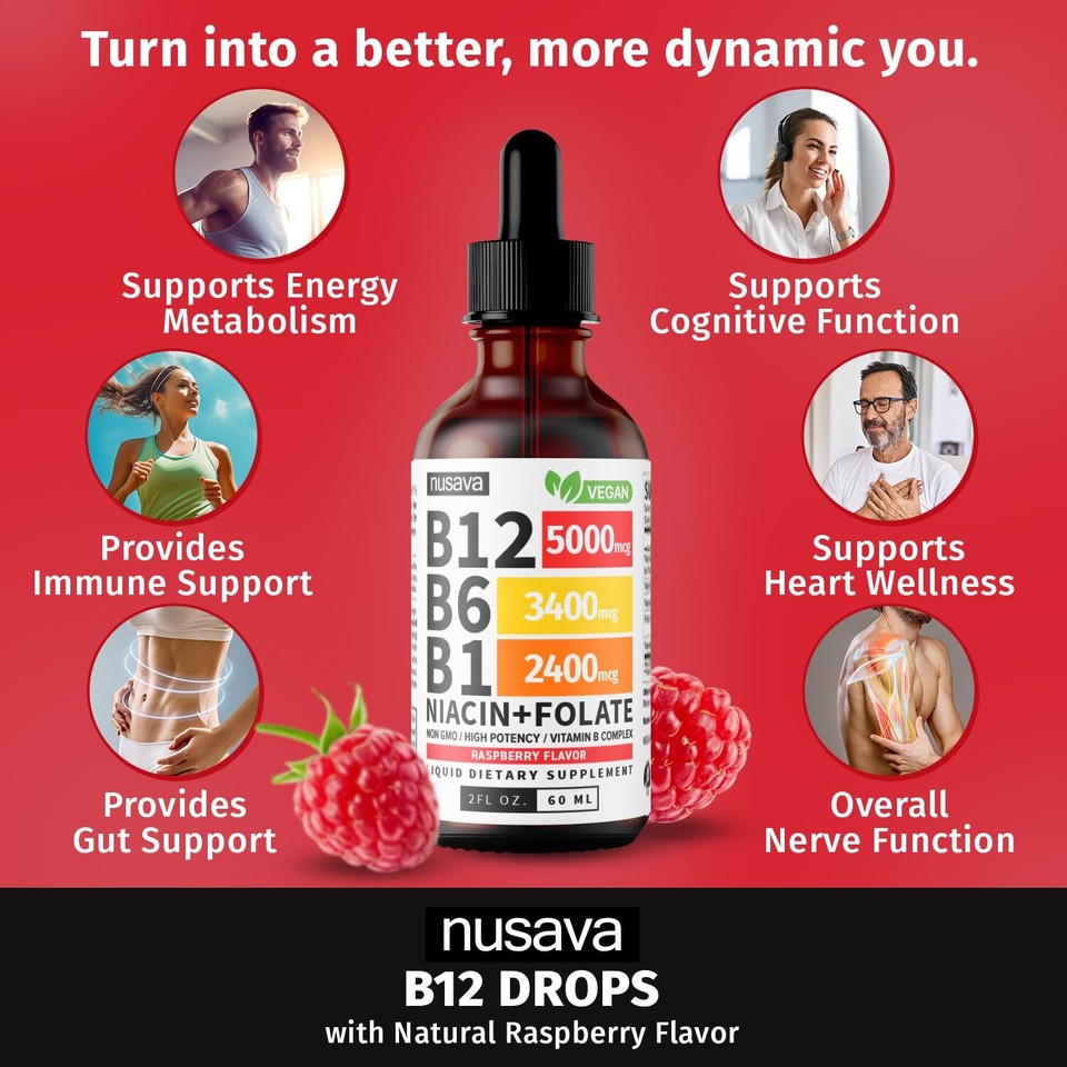 2 Pack Vitamin B12 and B6 Liquid Drops B12 Sublingual Vitamin B Complex ...