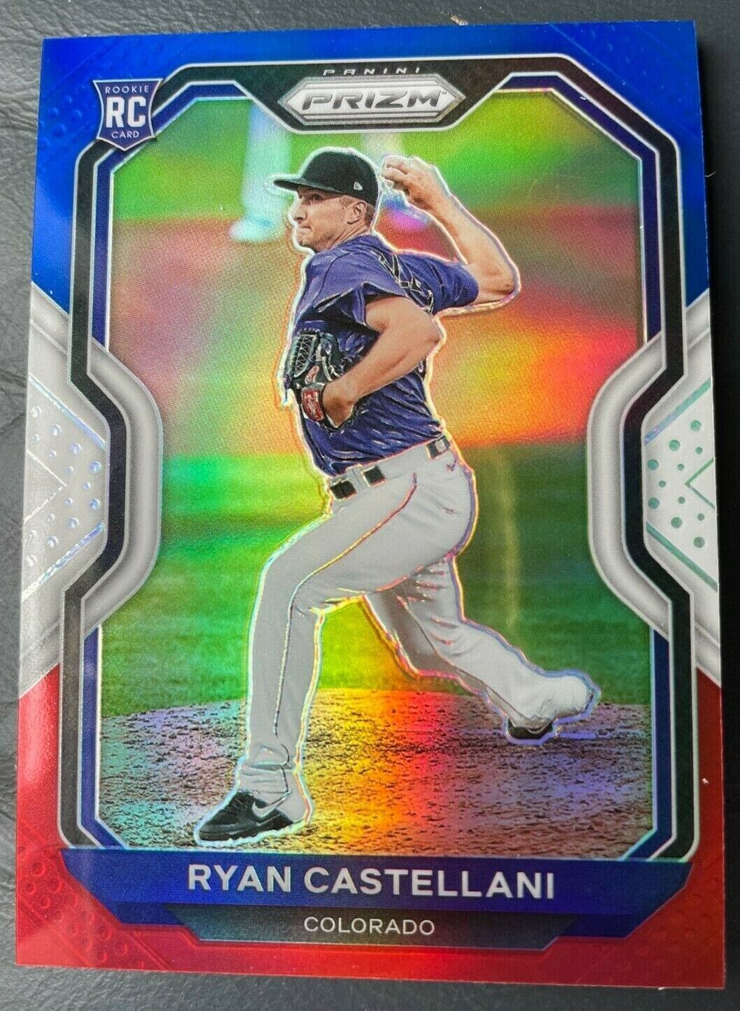 2021 Panini Prizm Red White & Blue Prizm #91 Ryan Castellani RC ROCKIES ...