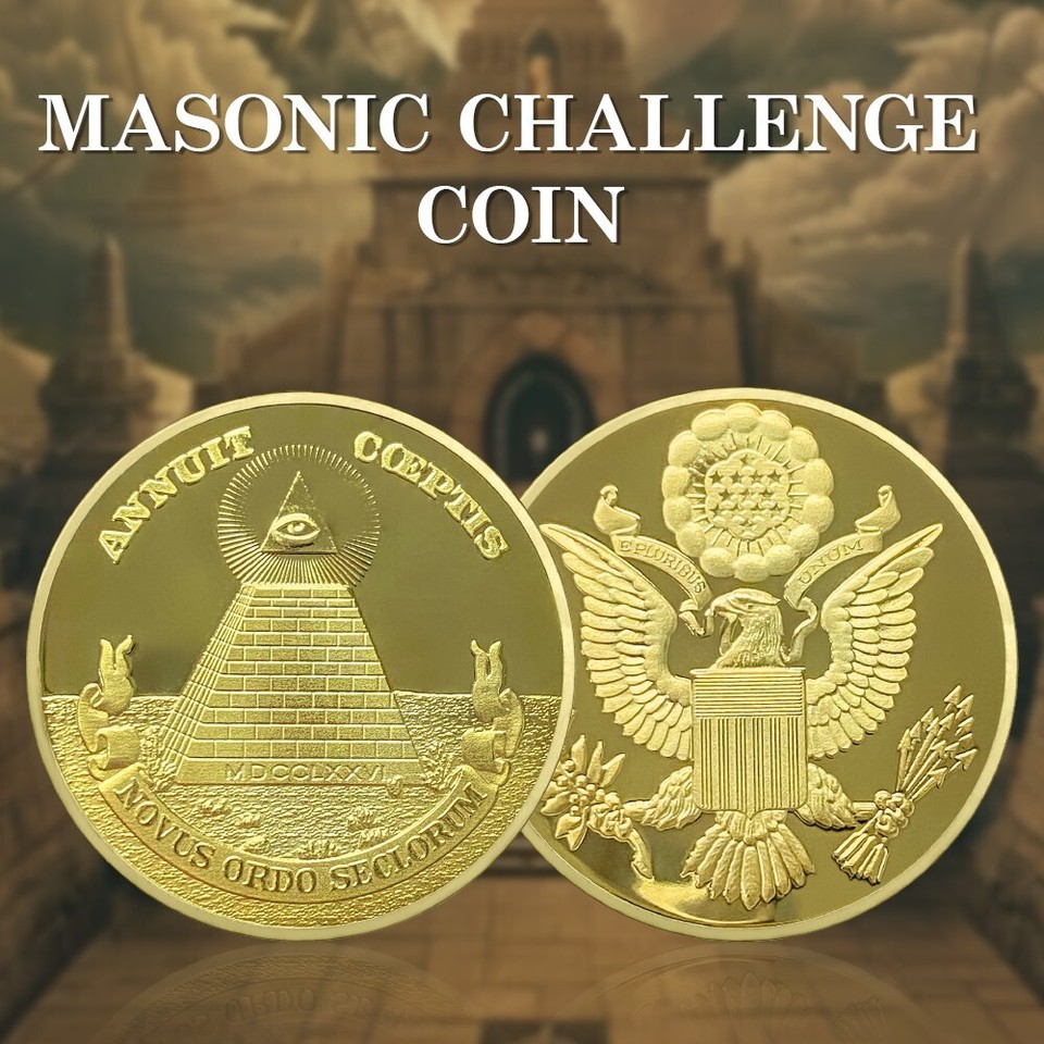 5pcs Gold Freemason Masonic Challenge Coin All-Seeing Eye Mason ...