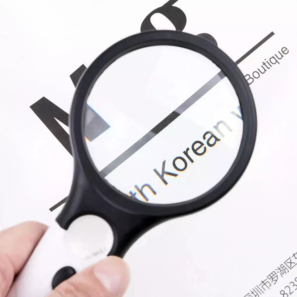 50X Magnifying Glass Handheld Magnifier 3 LED Light Reading Lens ...