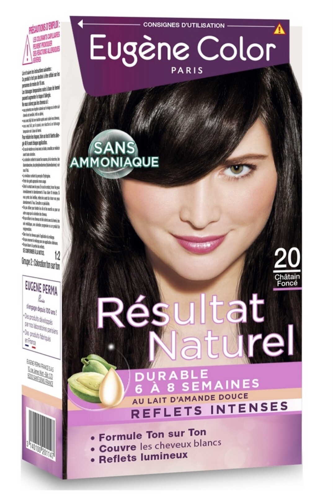Coloration GARNIER 20 châtain foncé sans amoniaque résultat naturel | eBay