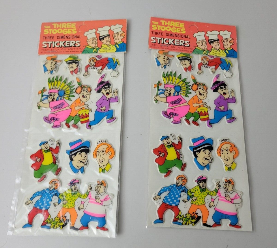 1980 Three Stooges Dimensional Stickers Store Display w/ 12 Packs ...