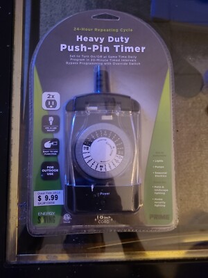 Prime TNO2411, Heavy Duty 24-Hour Timer w 2 Grounded Outlets | eBay