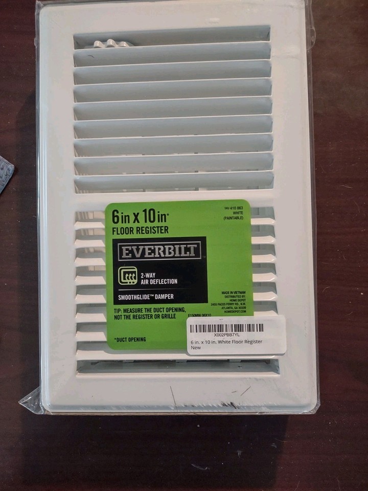 NEW Everbilt 6 inch x 10 inch 2-Way Steel Floor Register Vent White | eBay