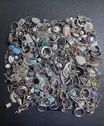 Scrap Sterling Silver Jewelry With Stones Repair Or Repurpose - 709g | eBay