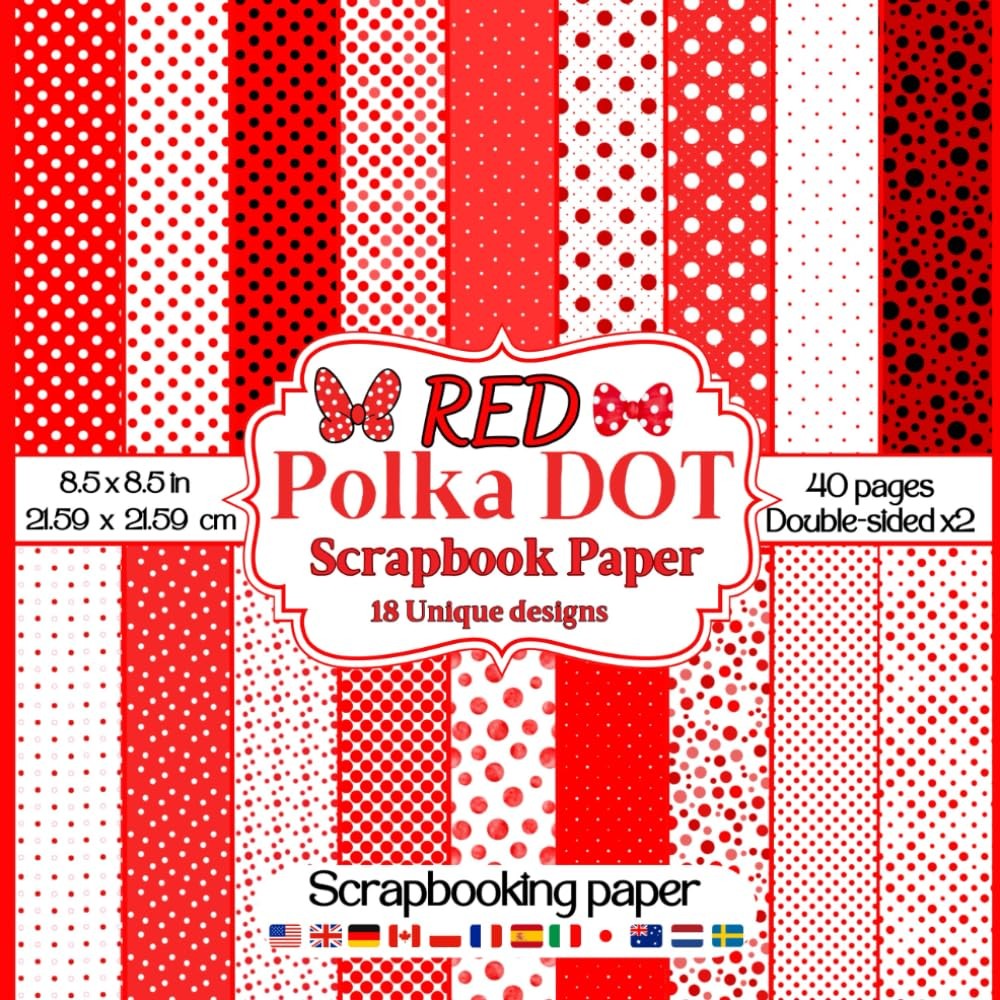 Red And White Polka Dot Scrapbook Paper: Collection of double sided red ...