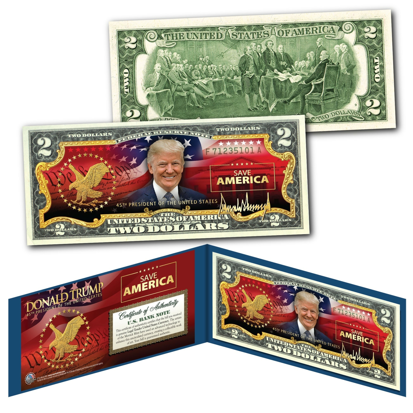 DONALD TRUMP 45th President SAVE AMERICA Official Authentic U.S. $2 ...