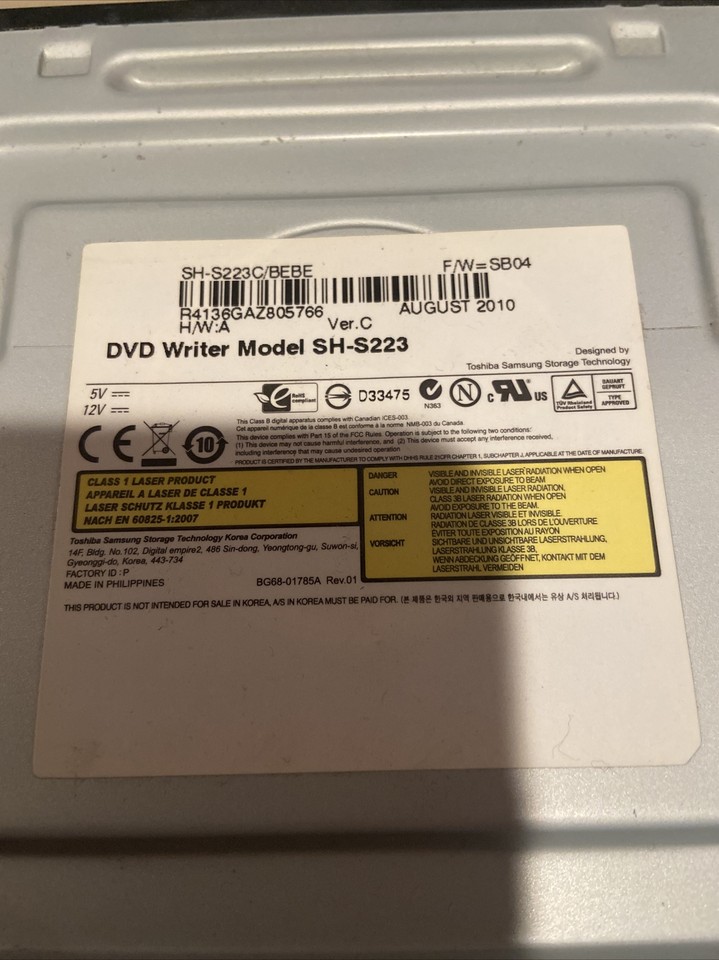 Toshiba Samsung Super Writemaster DVD Writer Model SH-S223 SpeedPlus | eBay