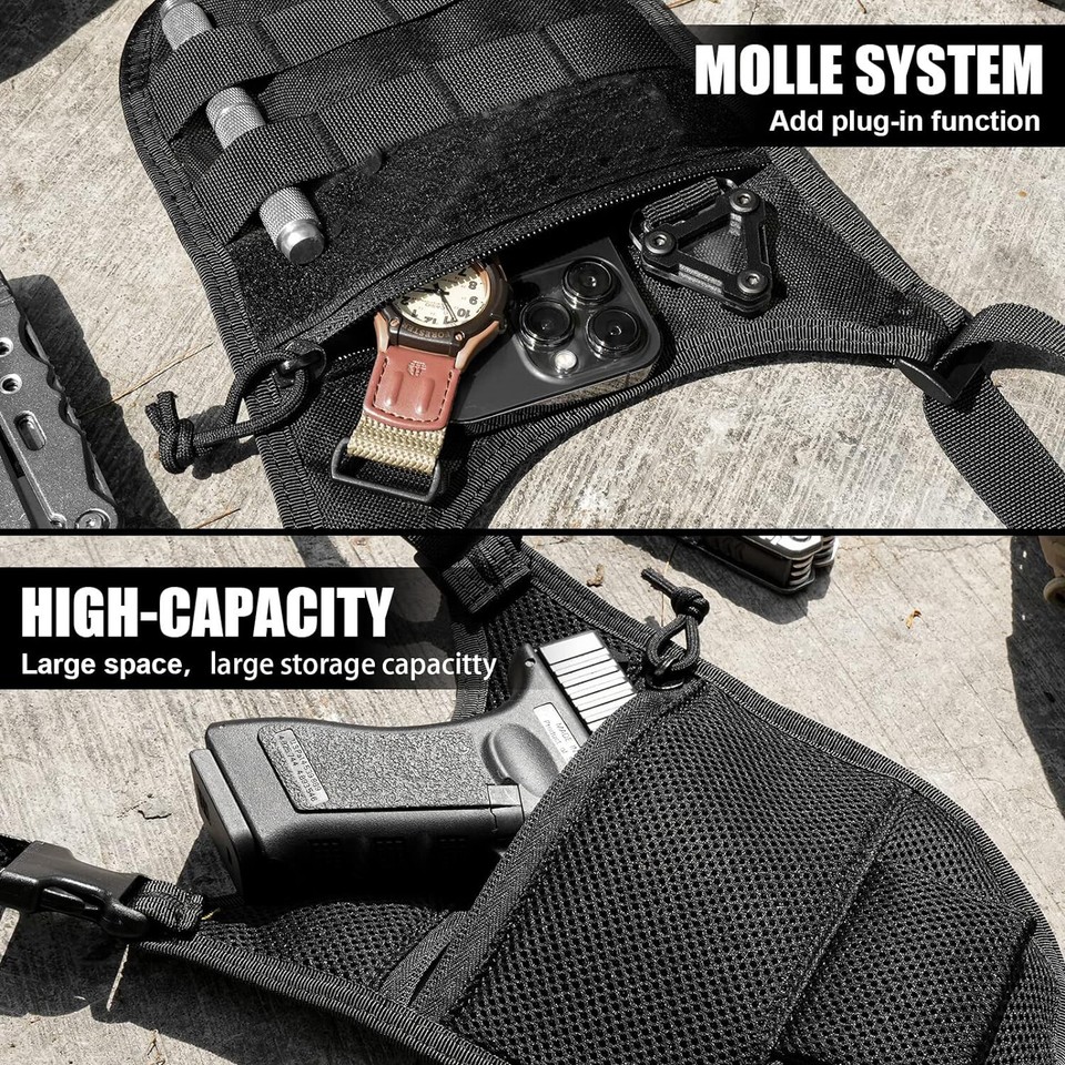 Tactical Underarm Chest Crossbody Sling Bag EDC Pouch Concealed Carry ...