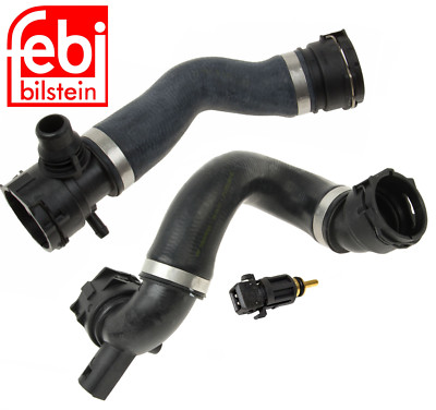 Upper & Lower Radiator Hose + Sensor 3pcs OE Febi for BMW N51 128i E90 ...