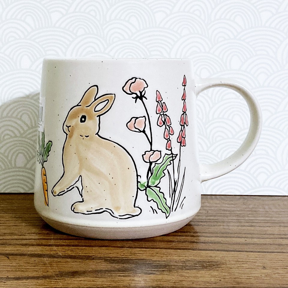 Bunny Rabbit Coffee Mug Large 17 oz Hand Painted Spring Easter Eli ...