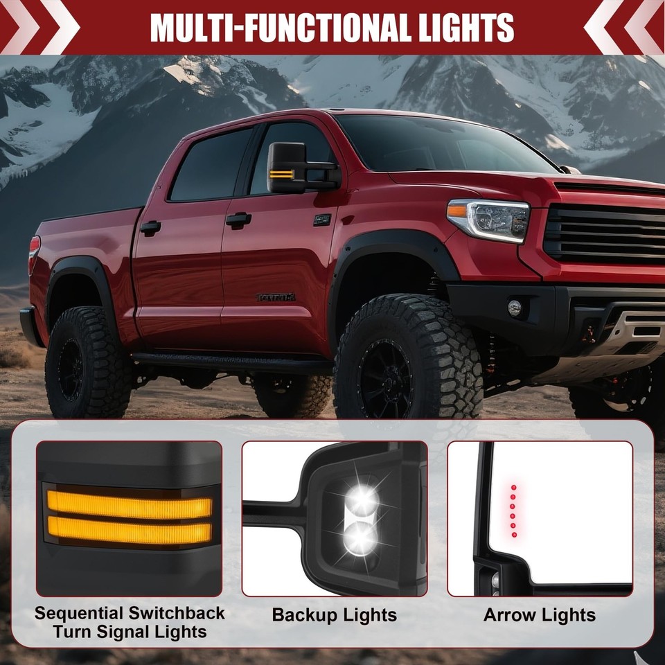 Tow Mirrors Compatible with 2007-2021 Tundra, 2008-2017 Sequoia ...