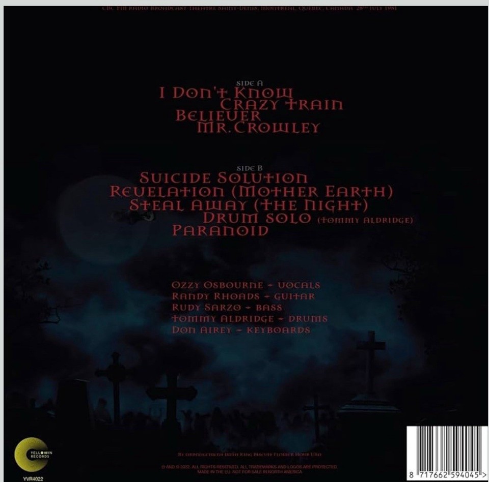 Ozzy Osbourne With Randy Rhoads Live 12” On Yellow Wax New Sealed | eBay UK