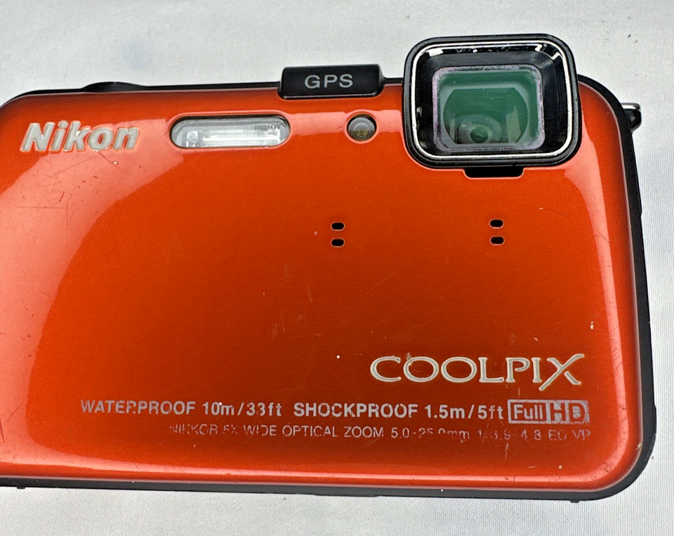 Nikon COOLPIX AW100 Compact Digital Camera Orange Waterproof Shockproof ...