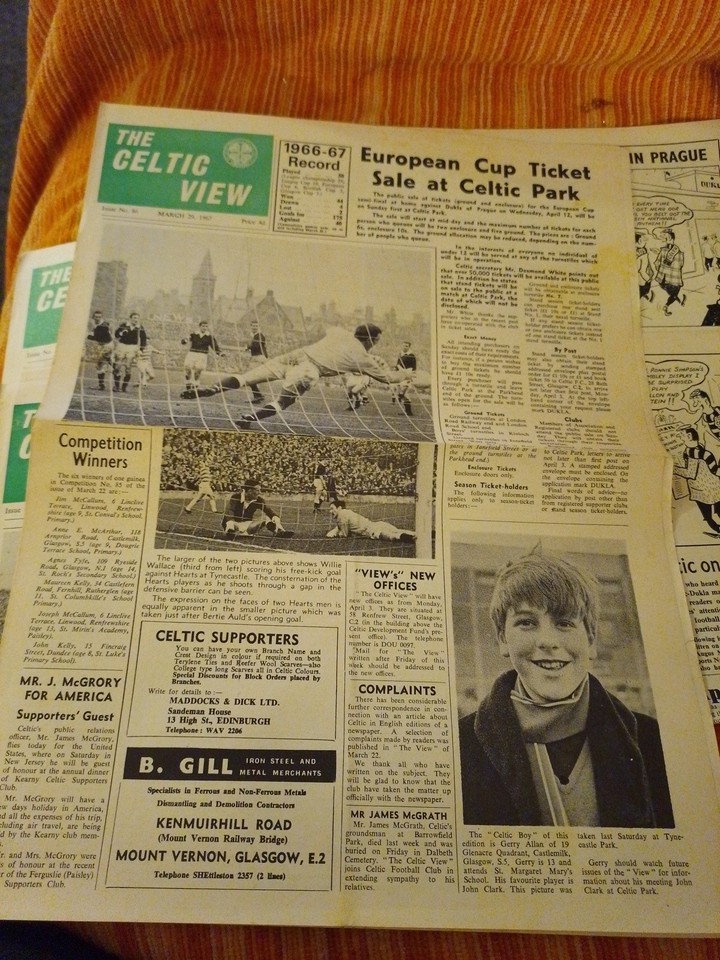 5 X Glasgow Celtic -Celtic View Issues No 86-90 Lisbon Lions Season ...