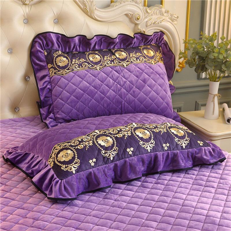 Solid Lace Velvet Bed Sheet Set Queen King Size Bedspreads Vintage ...