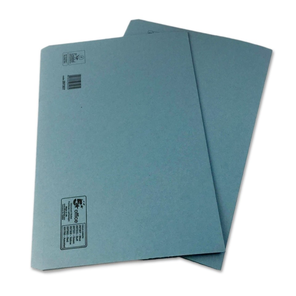 A4 BLUE FOOLSCAP DOCUMENT WALLETS ANY QTY HALF FLAP OFFICE FOLDER 32MM ...