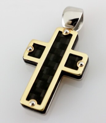 Chimento Carbon 18k Yellow Gold Cross Pendant Necklace Top Charm | eBay