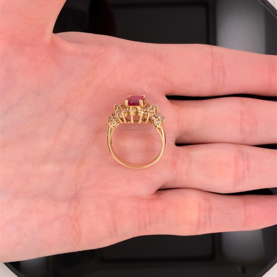 Effy 14K Yellow Gold 2.40Ctw Diamond & Ruby Flower Ring $3500 Retail | eBay