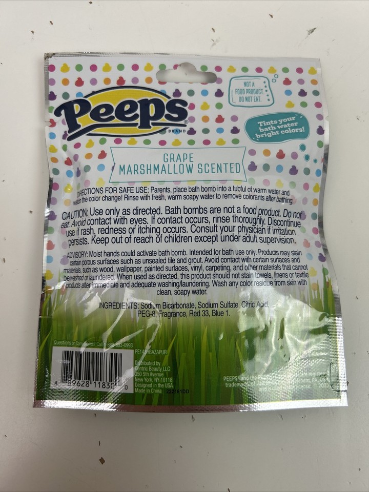 4X Peeps Chick Shaped Kids Bath Bomb Scented Vanilla Grape Cotton Candy ...