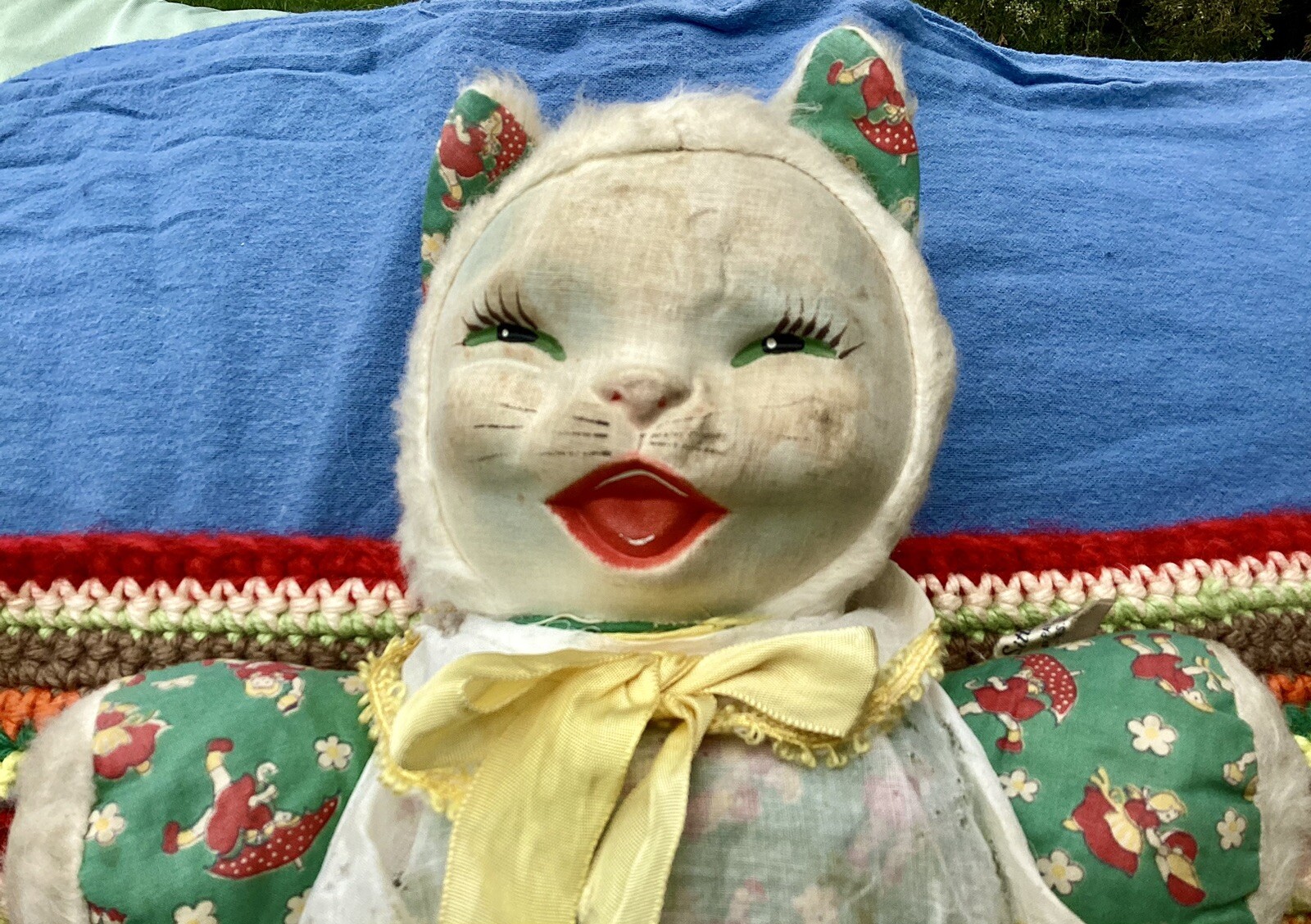 vintage gund cat plush /Mohair? Molded Fabric Face Sitting Kitty Cat | eBay