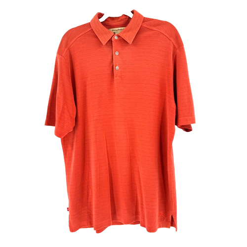 Tommy Bahama Silk Reed Stripe Shortcut Polo Shirt Mens Large Redish ...