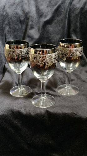 Vintage Silver Ombre Mercury Fade Cordial Wine Glasses 3 Made In France ...
