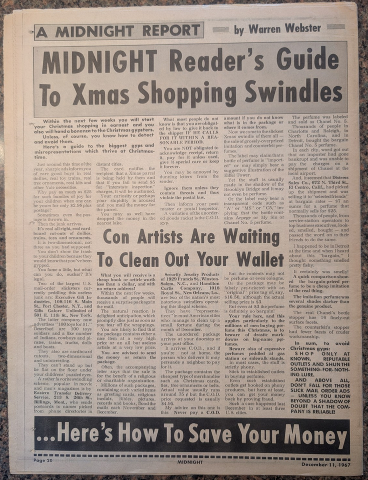 Midnight Newspaper 12/11/1967, Edy Williams Cover/Feature | eBay