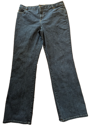 TRIBAL BLUE JEANS Stretch WOMAN Sz 14 WAIST 35" Inseam 32.5" SMALL HOLE ...