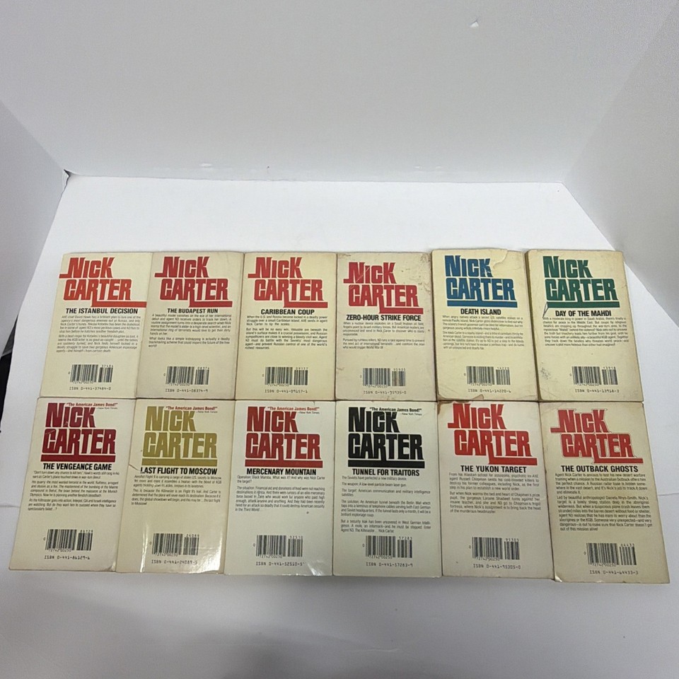 Vintage Nick Carter Paperback Huge Lot Of 12 Books Spy Thrillers ...