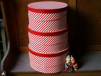 Vintage Xmas Nesting-Stacking Storage Boxes Red & White Striped ...
