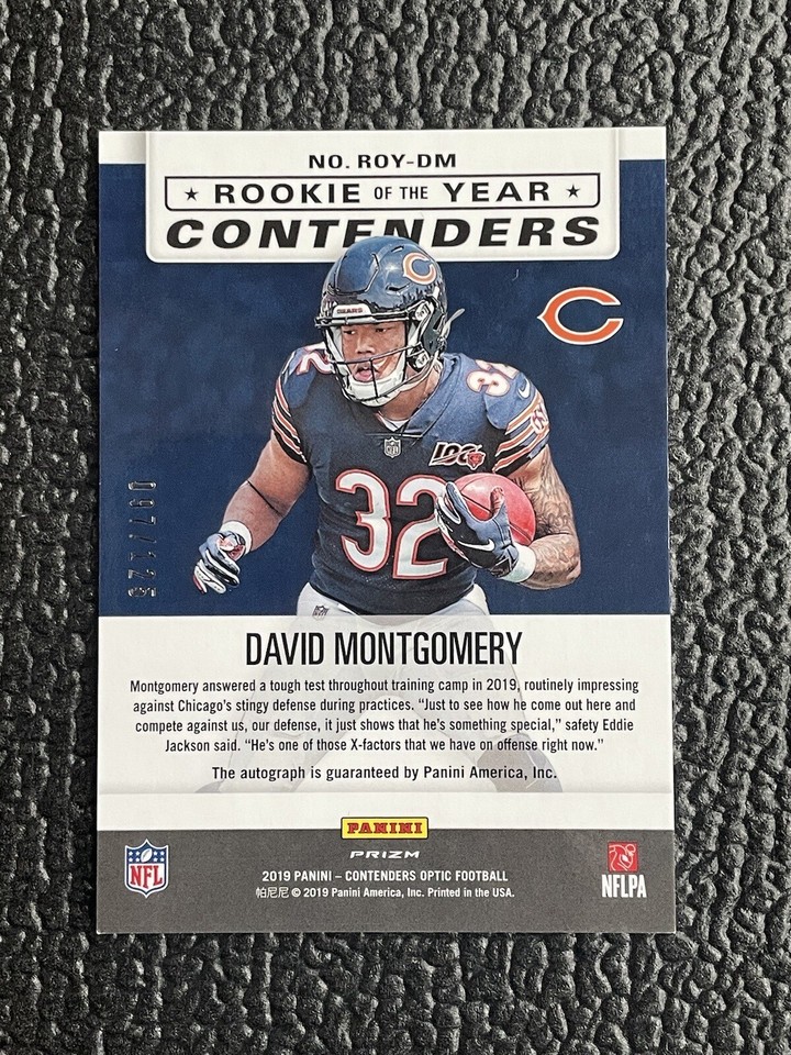🔥DAVID MONTGOMERY 2019 CONTENDERS OPTIC ROTYC AUTOGRAPH REFRACTOR /125 ...