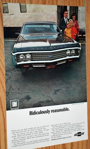 1969 CHEVY IMPALA CUSTOM COUPE ORIGINAL VINTAGE ADVERTISEMENT PRINT AD ...