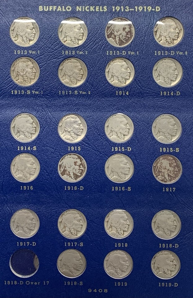 1913-1938 Buffalo Nickel Collection Complete Set-In Whitman Album (1937 ...
